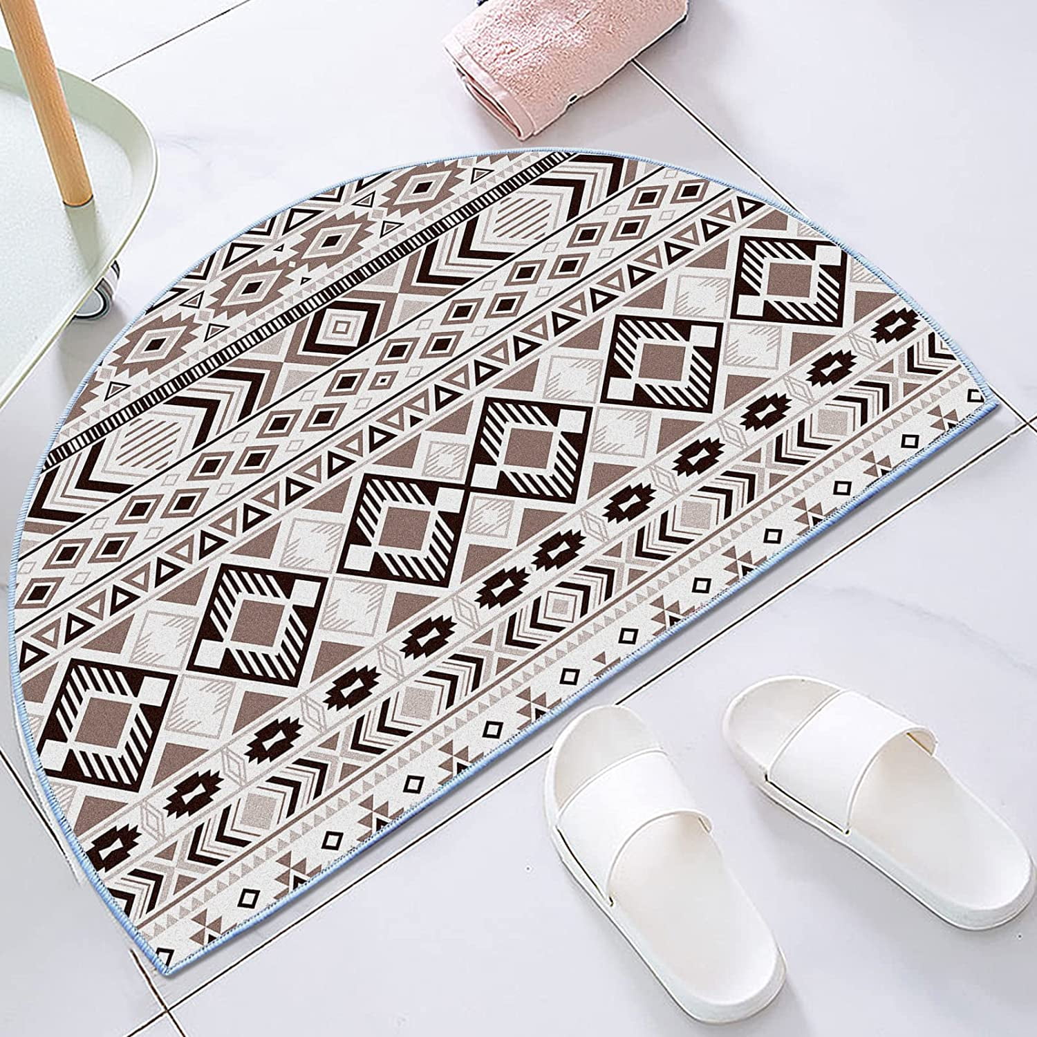 Boho Abstract Geometry Half Round Door Mat Half Circle Area Rug Doormat ...