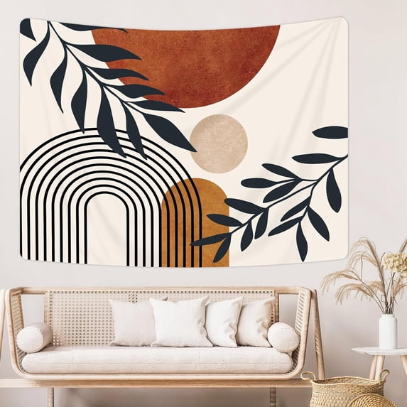 Boho Abstract Mid Century Tapestry Wall Hanging Minimalist Arch Sun ...