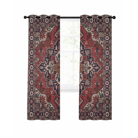 Boho Abstract Plant Blackout Curtains 2 Panels, Vintage Red Blue Retro ...