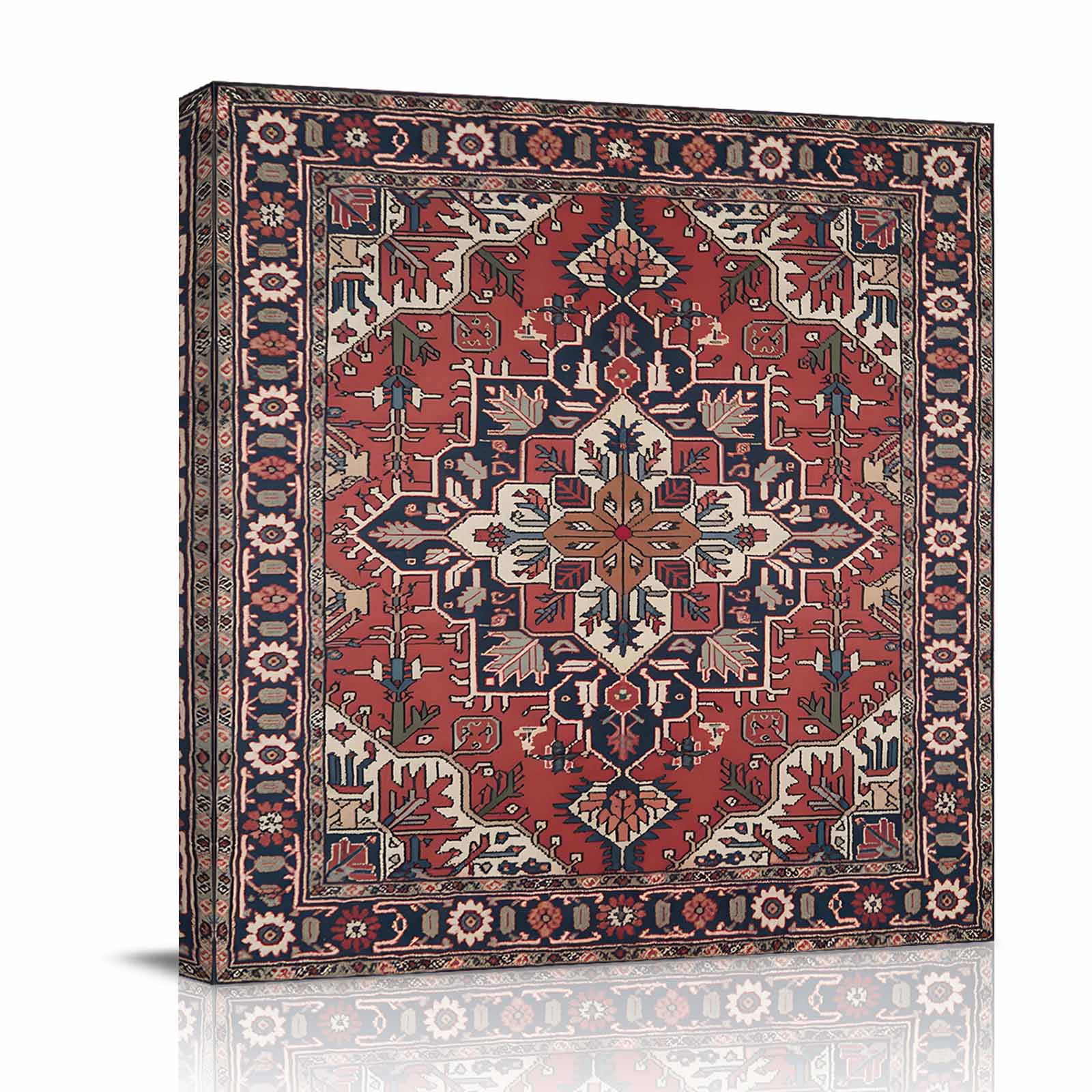 Boho Abstract Plant Canvas Wall Art for Living Room, Vintage Red Blue ...