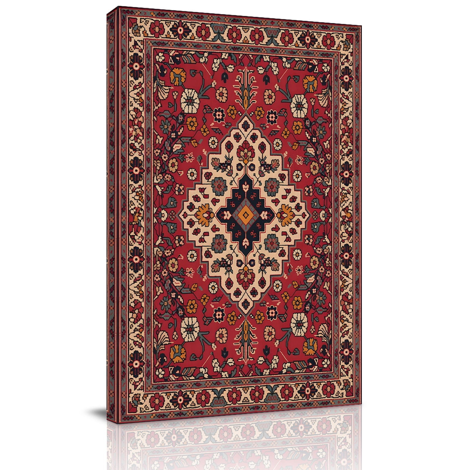 Boho Abstract Plant Canvas Wall Art for Living Room, Vintage Red Retro ...