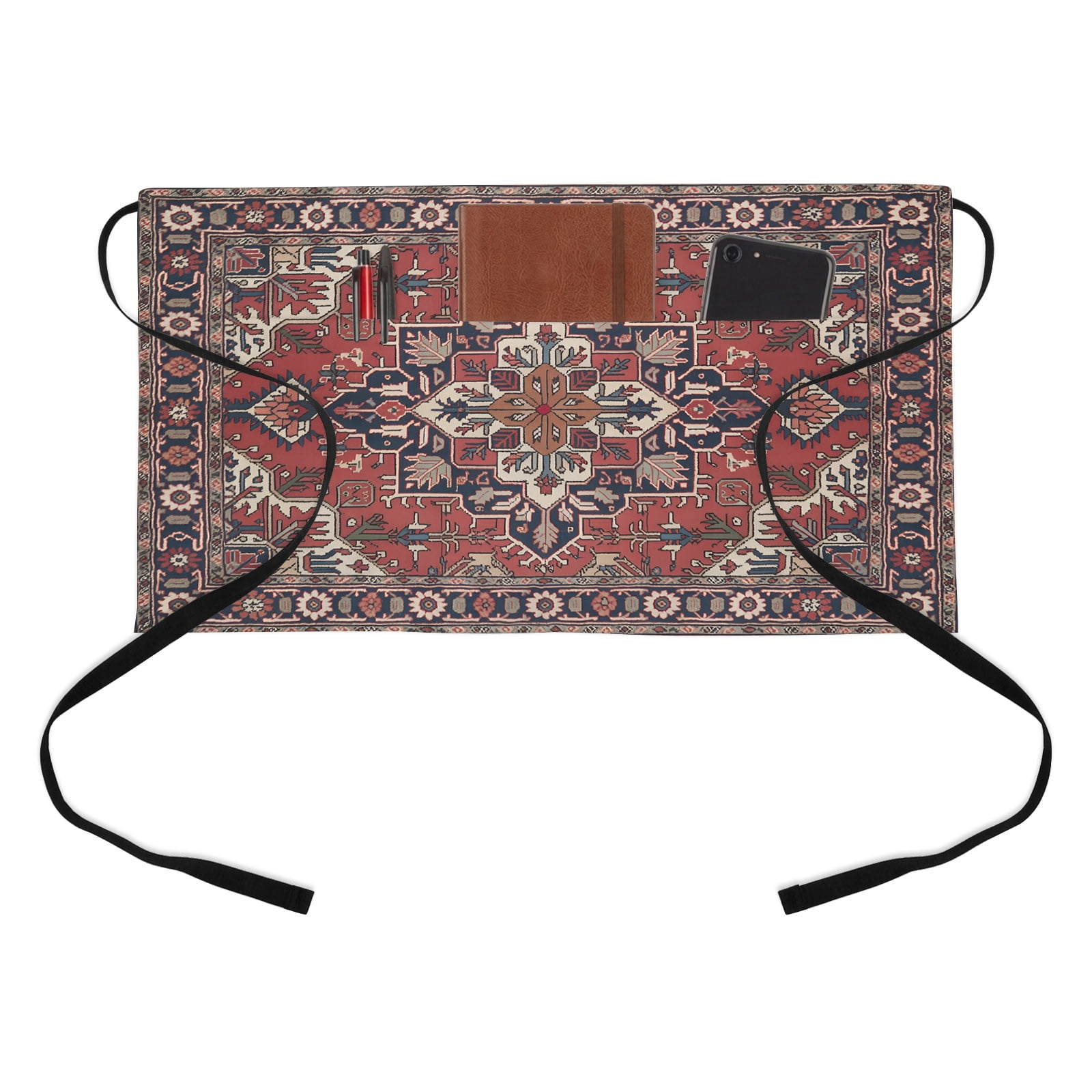 Boho Abstract Plant Kitchen Restaurant Half Waist Apron, Vintage Red ...