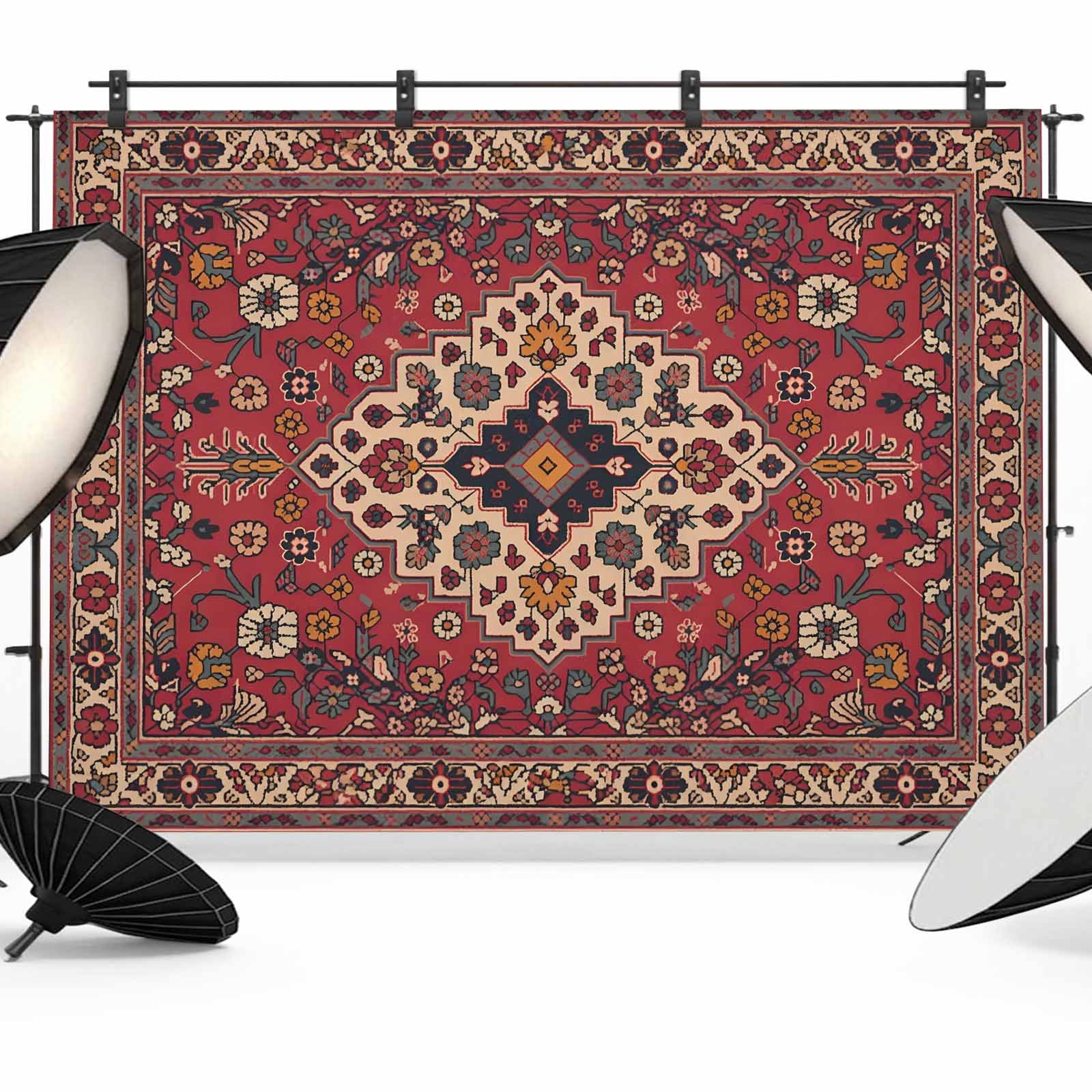Boho Abstract Plant Photography Backdrop 8x6FT, Vintage Red Retro ...