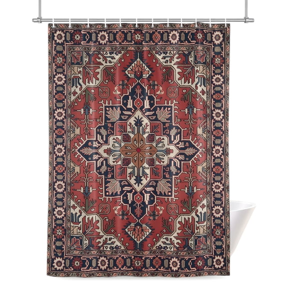 Boho Abstract Plant Shower Curtains for Bathroom, Vintage Red Blue ...