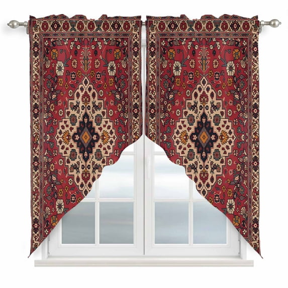 Boho Abstract Plant Swag Curtain Valance for Window 2 Panels Vintage ...