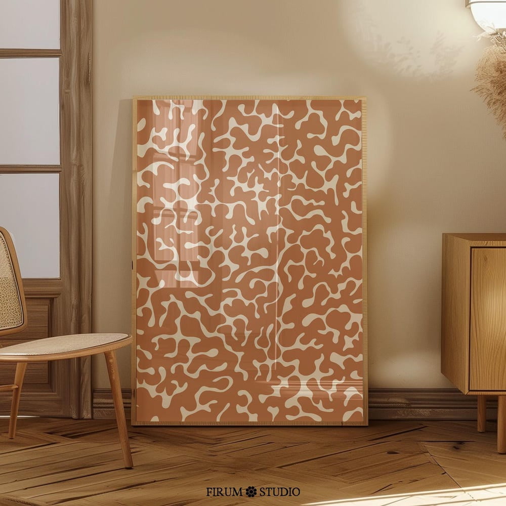 Boho Abstract Print In Burnt Orange Eclectic Modern Wall Art Warm Earth ...