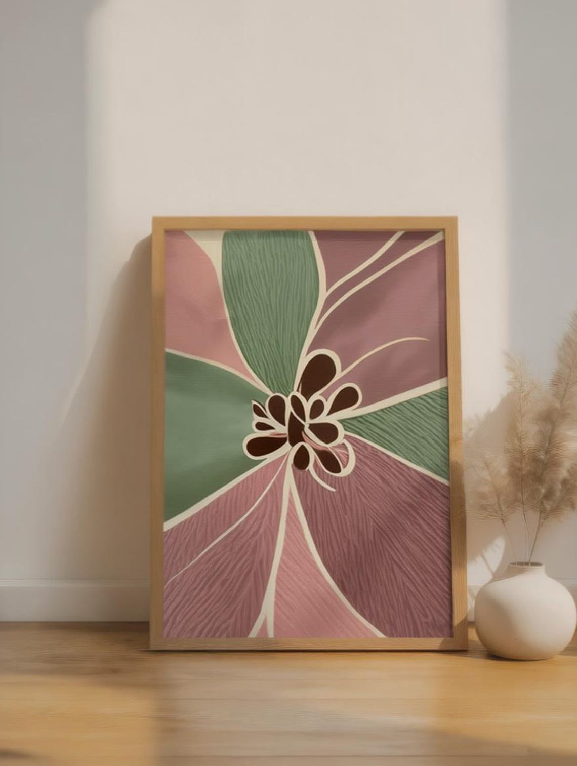 Boho Abstract Rose Sage Green Floral Matte Vertical Botanical ...
