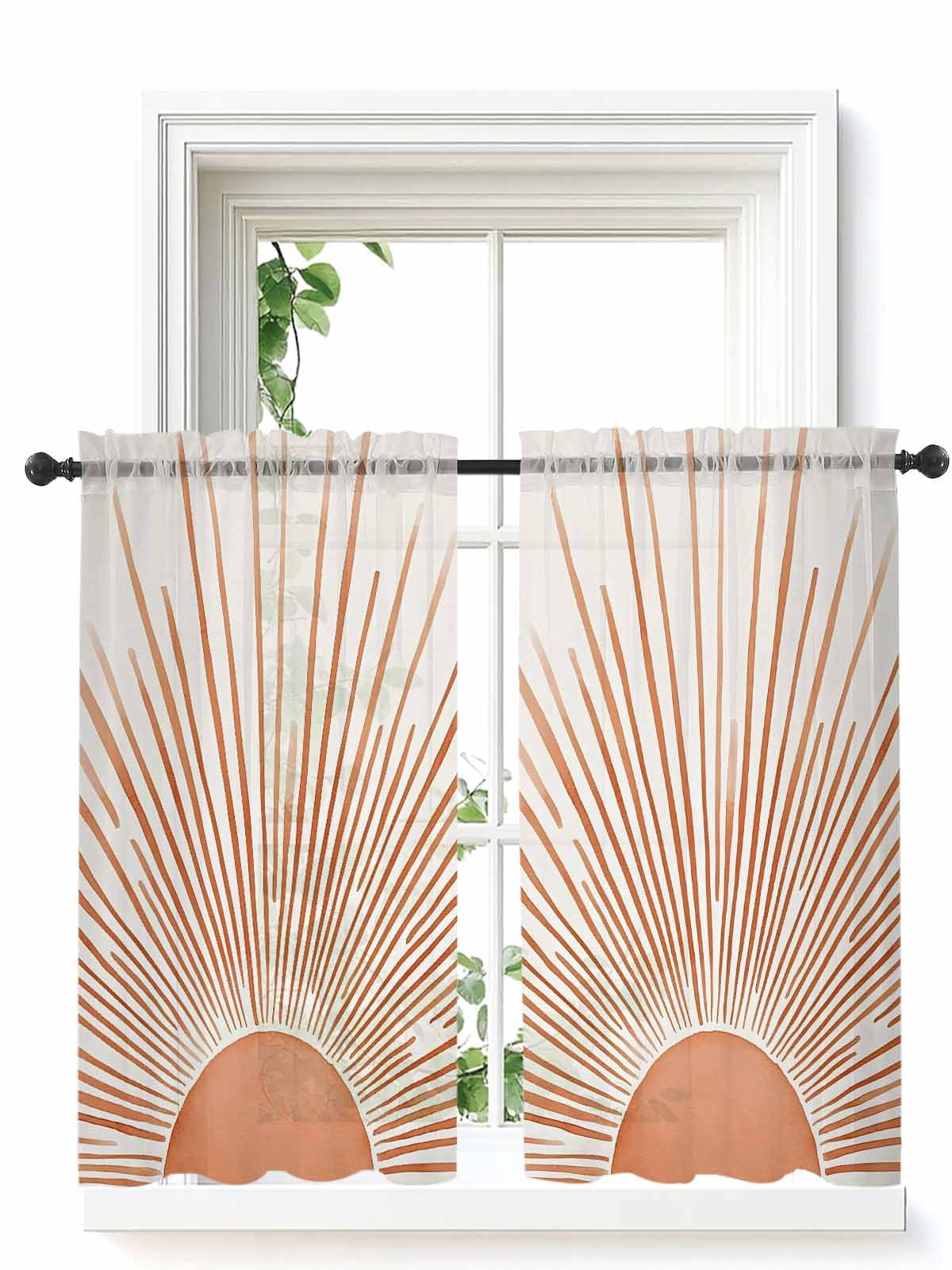 Boho Abstract Sun Curtains 54 Inch Length, Sheer Curtains for Bedroom ...