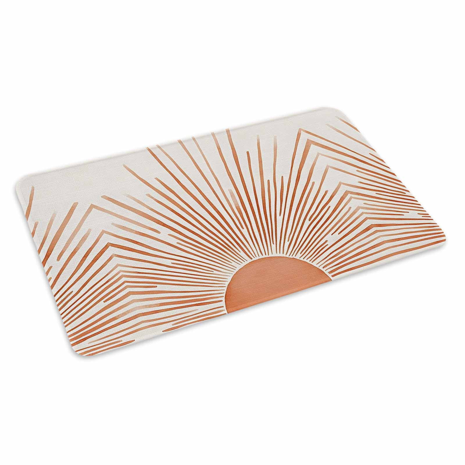 Boho Abstract Sun Doormat Outdoor Entrance 18"x30", Modern Beige Sun ...