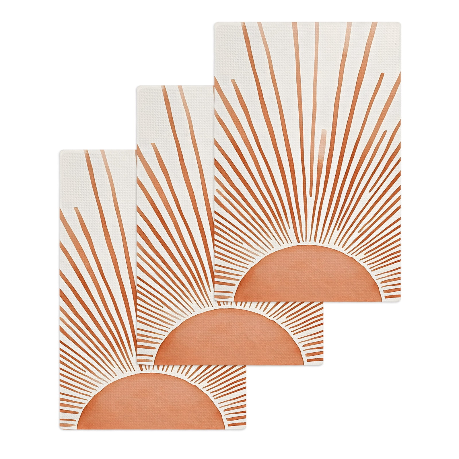 Boho Abstract Sun Hand Towels Set, Waffle Weave Kitchen Towels 3 Pieces ...