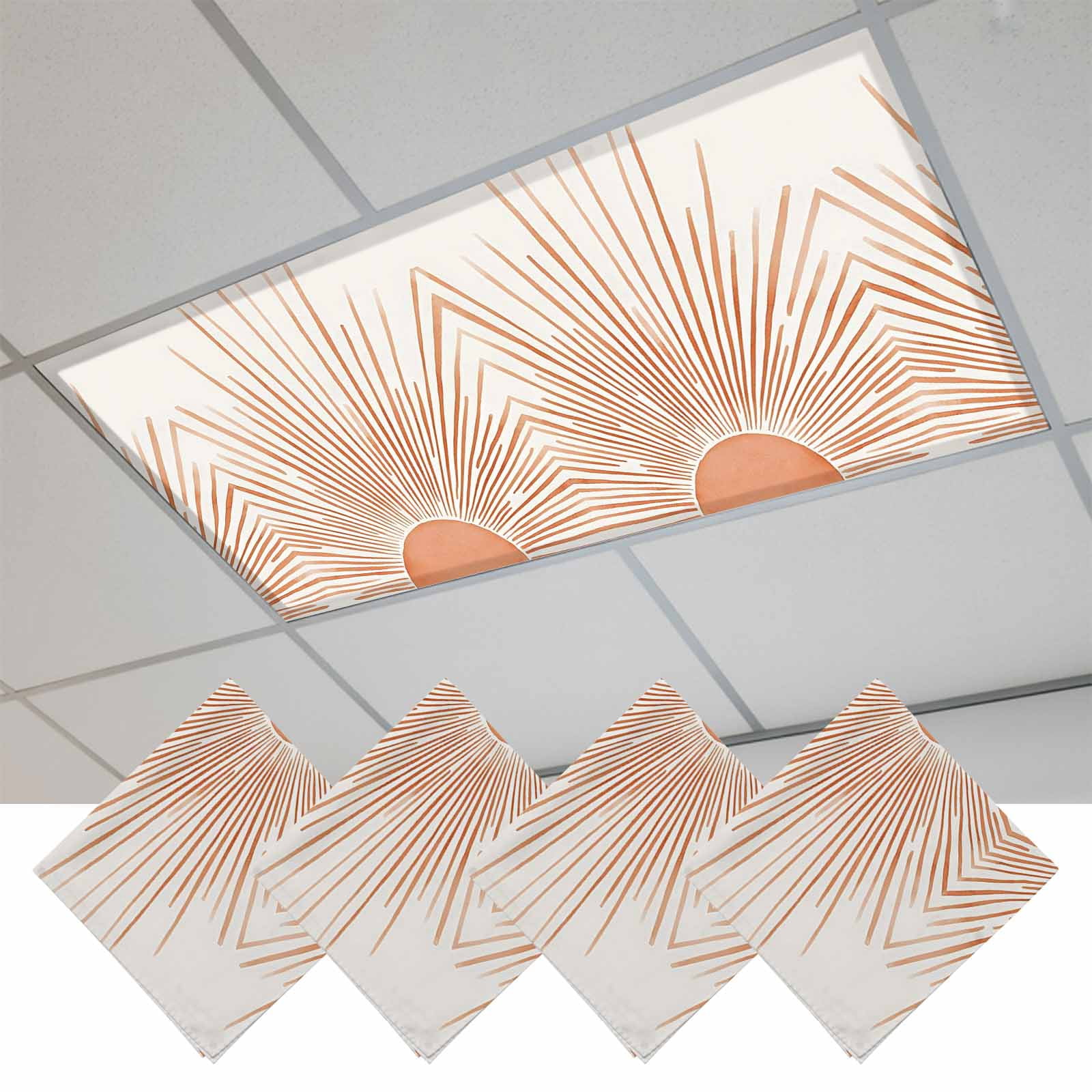 Boho Abstract Sun Magnetic Fluorescent Light Covers for Ceiling Lights ...