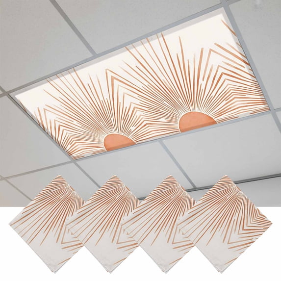 Boho Abstract Sun Magnetic Fluorescent Light Covers for Ceiling Lights ...