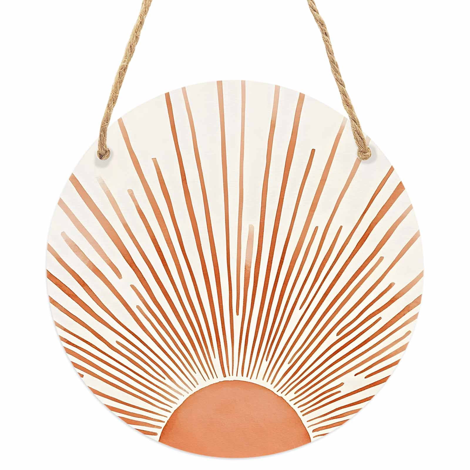 Boho Abstract Sun Round Front Door Welcome Sign, 5.9 Inch Wall Hanging ...