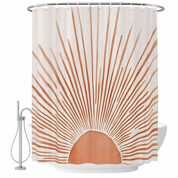 Boho Abstract Sun Shower Curtain Set - Extra Long 72" x 96" Washable ...