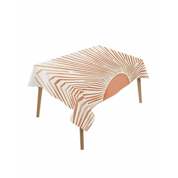 Boho Abstract Sun Table Cloth, Modern Beige Sun Light Lines Waterproof ...