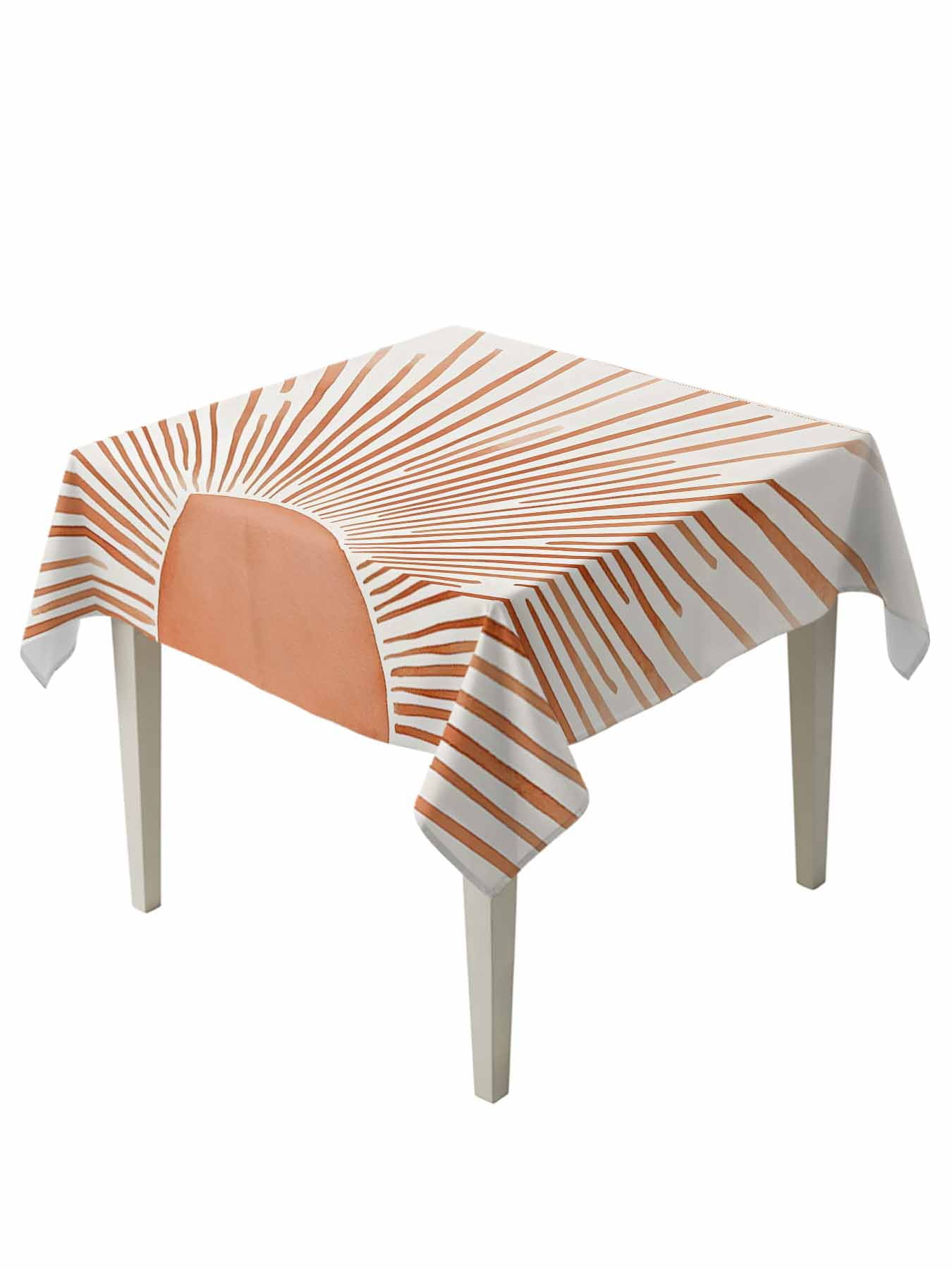 Boho Abstract Sun Table Cloth, Modern Beige Sun Light Lines Waterproof ...