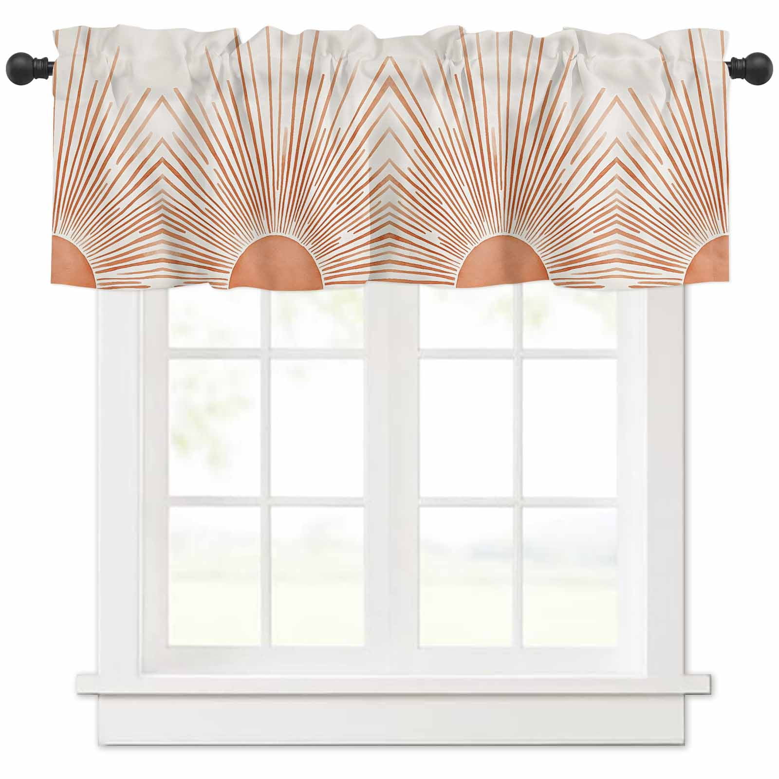Boho Abstract Sun Valances for Windows Farmhouse Kitchen Curtains ...