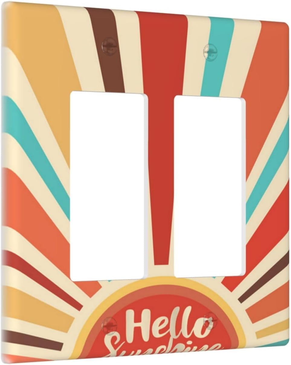 Boho Abstract Sun Vintage Colorful Sunshine 2 Gang Rocker Decora Light ...
