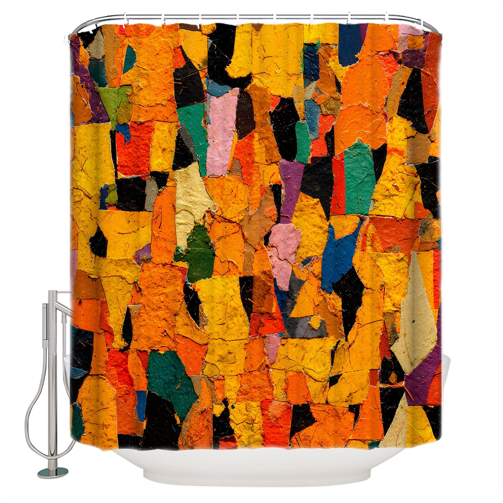 Boho Abstract Terracotta Bathroom Shower Curtains with 12 Hooks ...