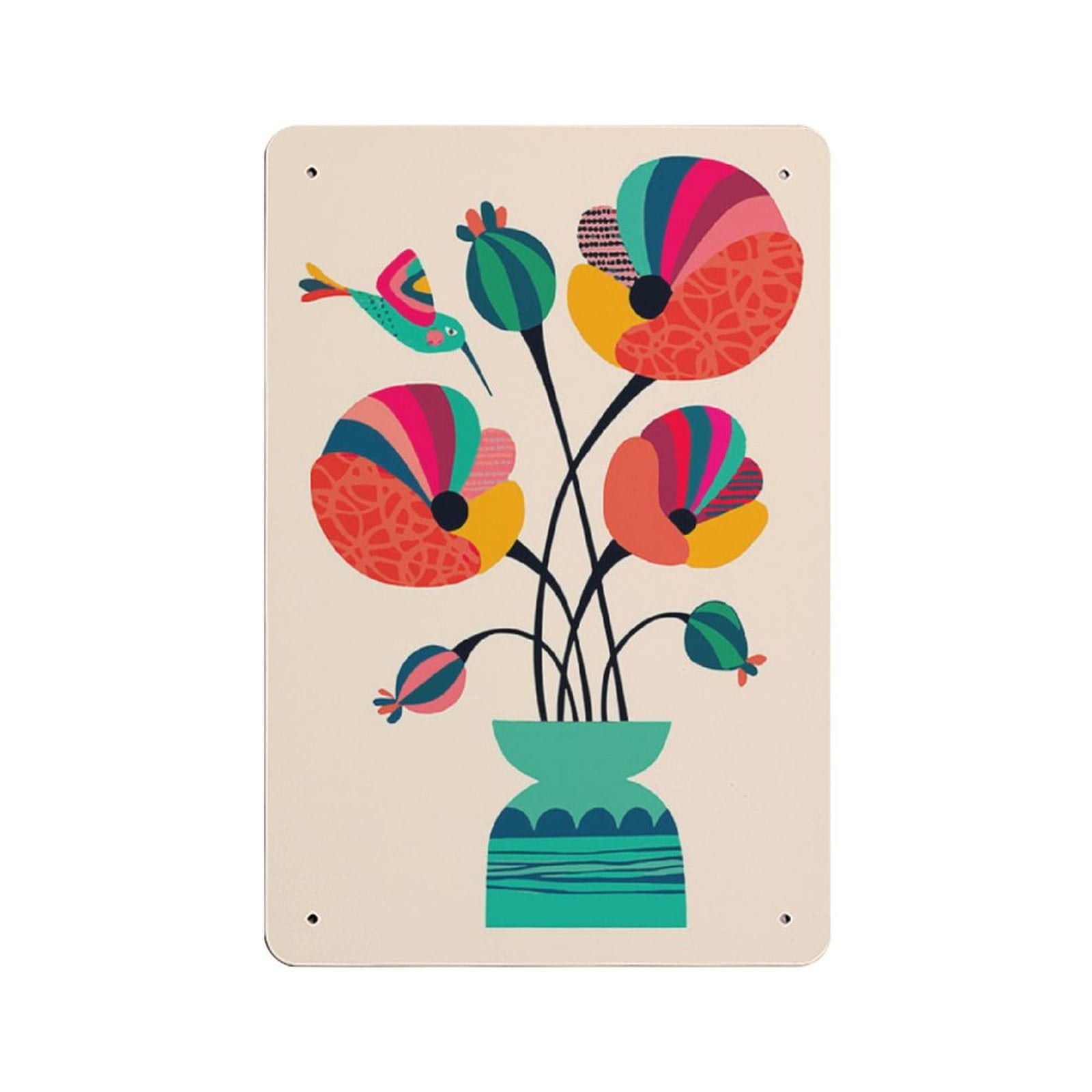 Boho Abstract Tropical Plants Cat Girl Wall Art Painting Nordic tin ...