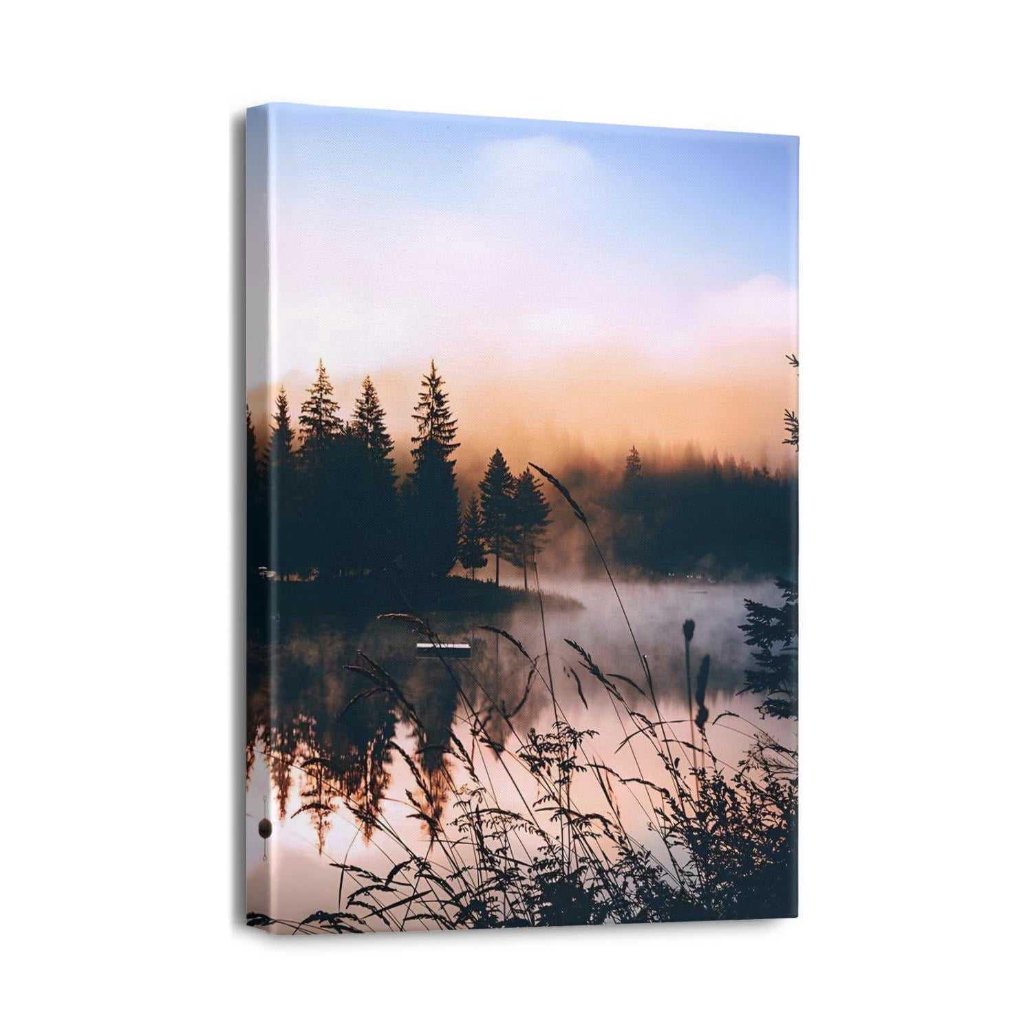 Boho Abstract Wall Decor Mountain Trees Canvas, 12x16 Inch Artwork for ...