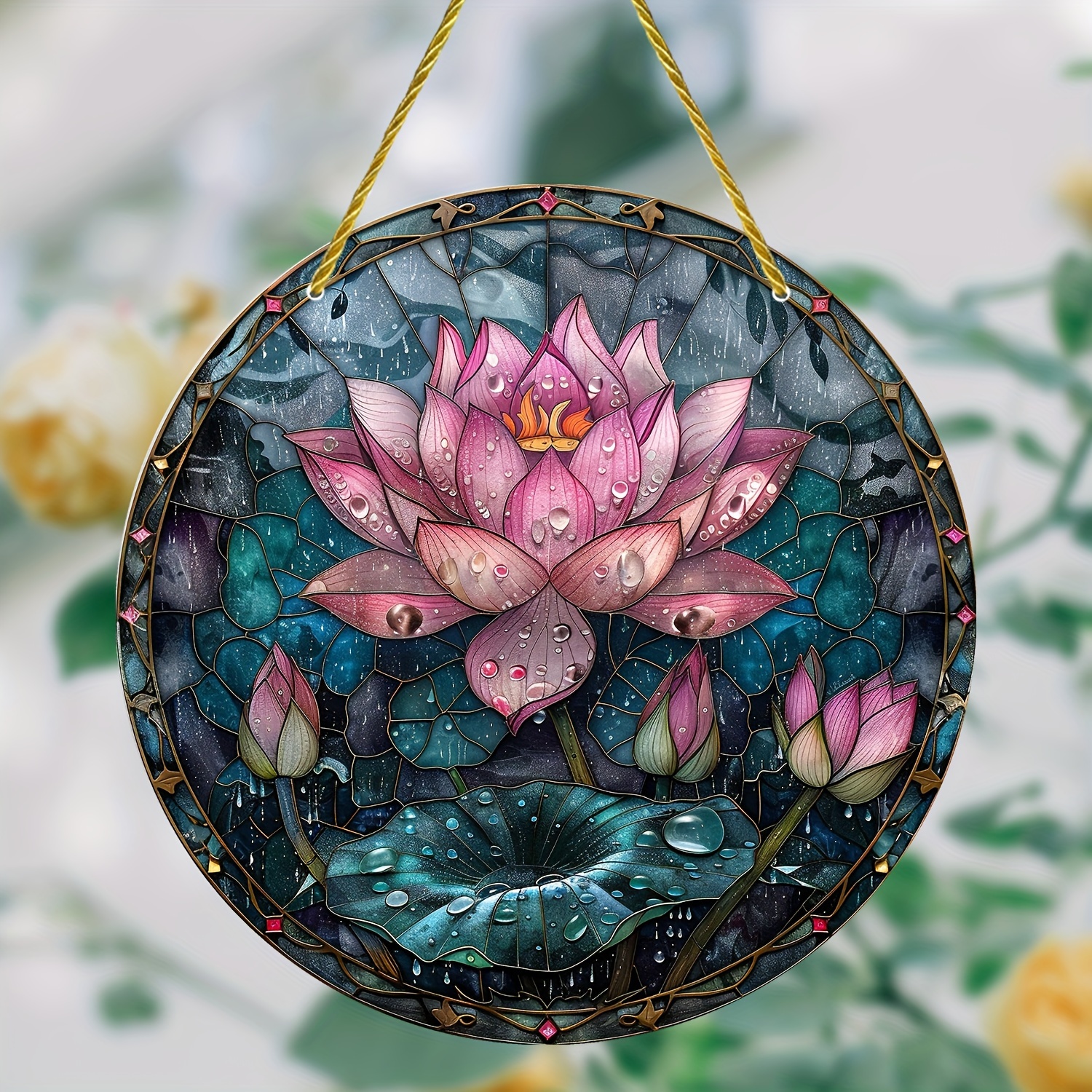 Boho Acrylic Decorative Wall Hanging Sign with Lotus Flower Theme ...