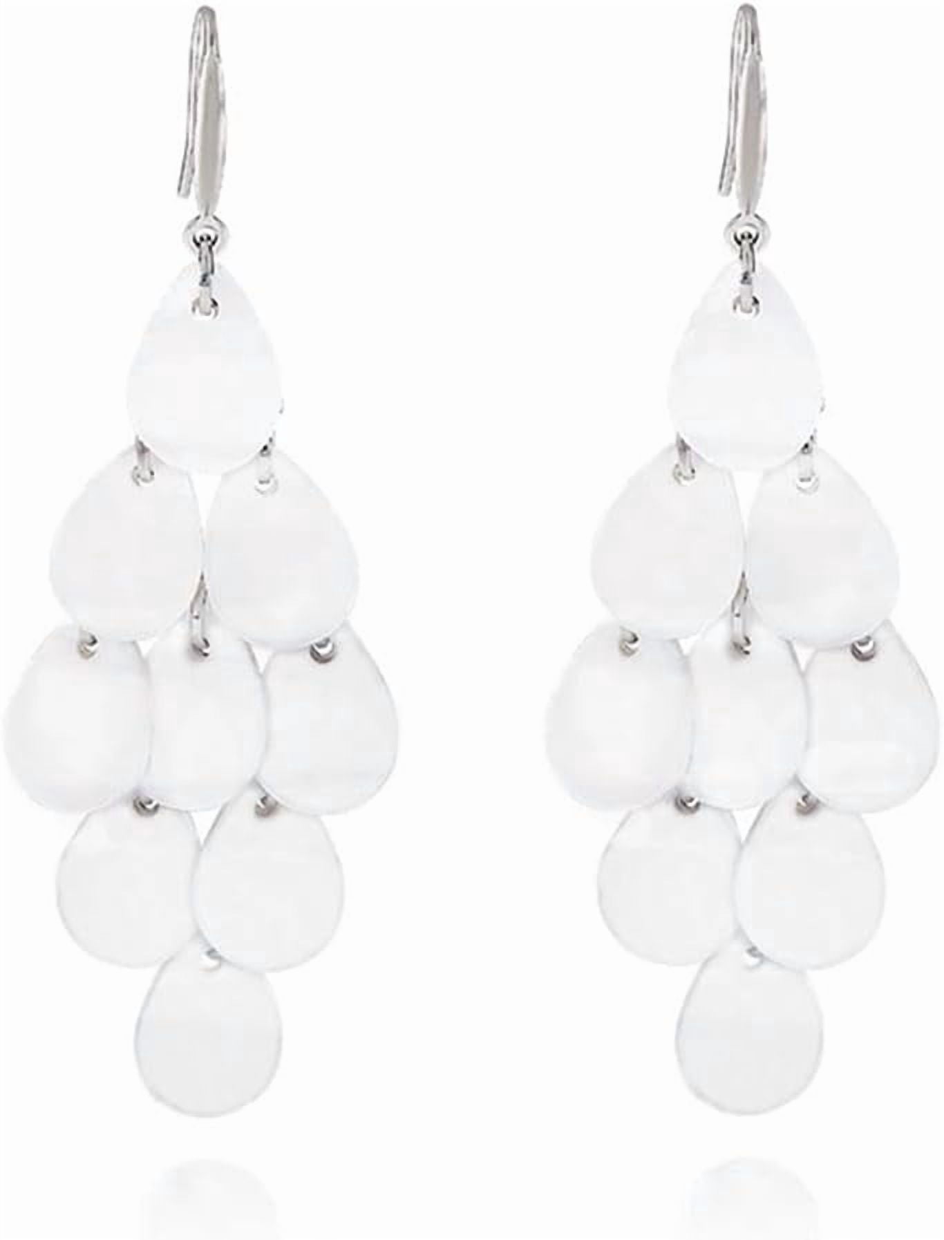 Boho Acrylic Petal Teardrop Dangle Earrings for Women Silver Gold-Toned ...