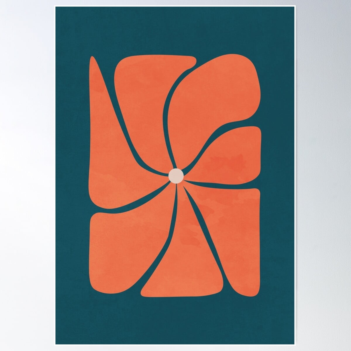 Boho Aesthetic Rectangular Red Flower Poster Wall Art, Modern Wall ...