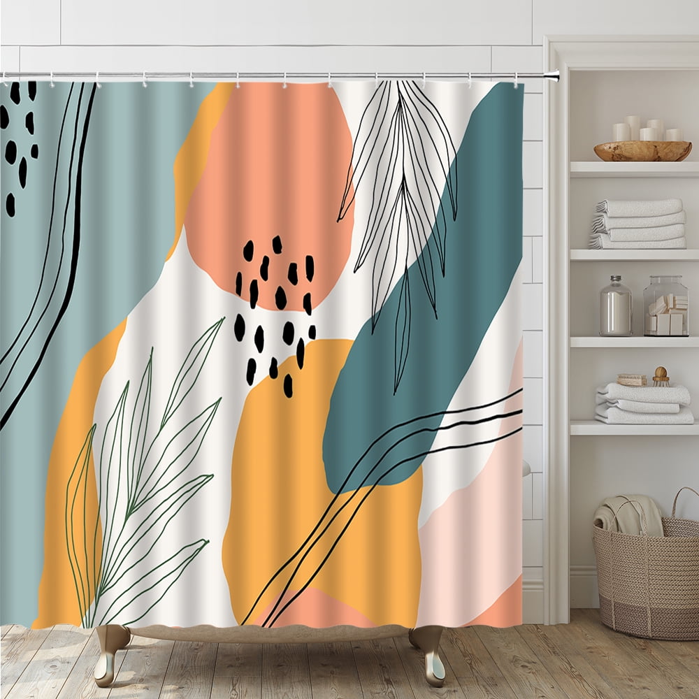 Boho Aesthetic Sage Green Abstract Bathroom Sets Shower Curtain Rug ...