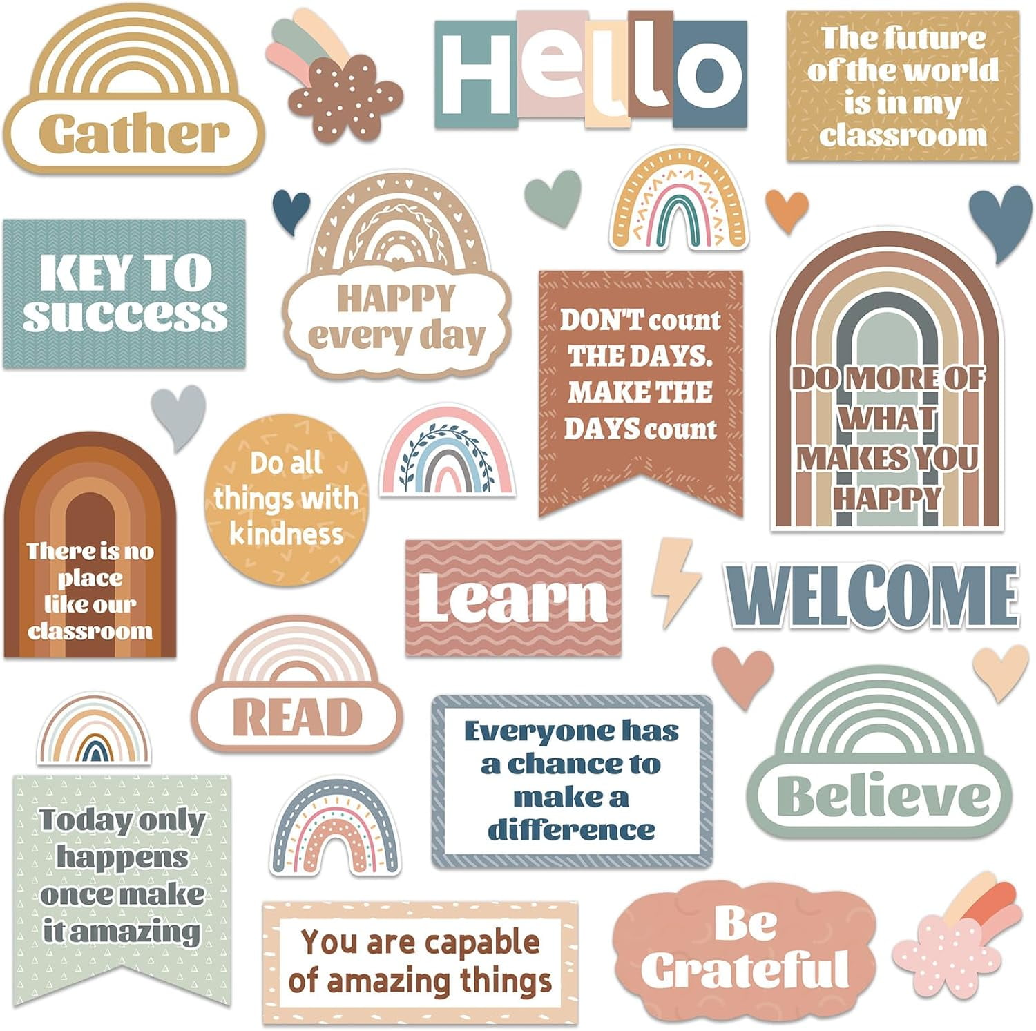 Boho Affirmation Station Bulletin Board Set Boho Welcome Motivational ...