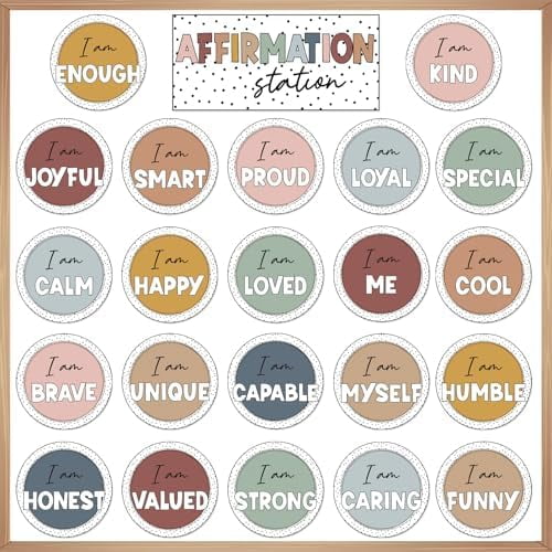 Boho Affirmation Station Bulletin Board Set Rainbow Positive ...