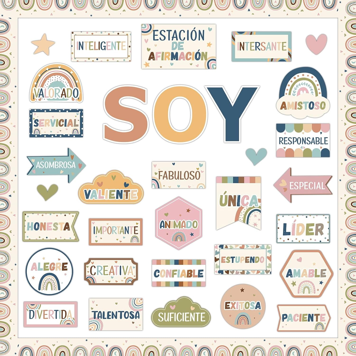 Boho Affirmation Station Spanish Bulletin Board for Classroom Boho ...