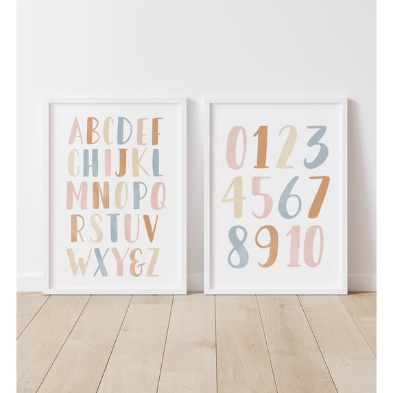 Boho Alphabet And Numbers Abc Counting Educational Poster Classroom ...