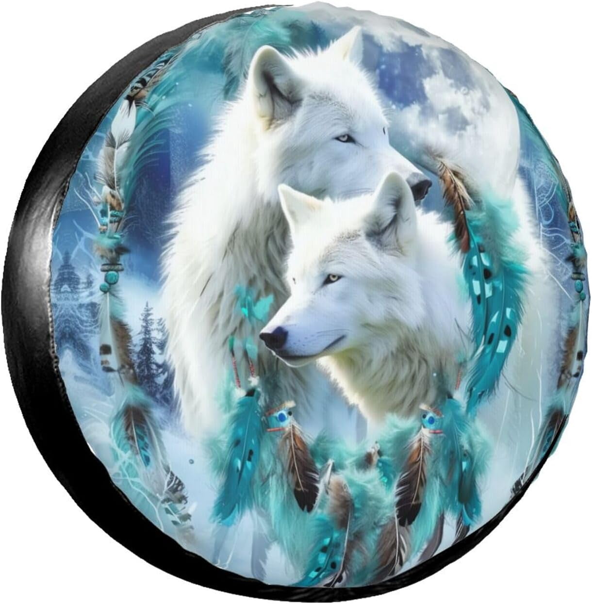 Boho American Wolves Spare Tire Cover for Rv Trailer Camper Truck SUV ...