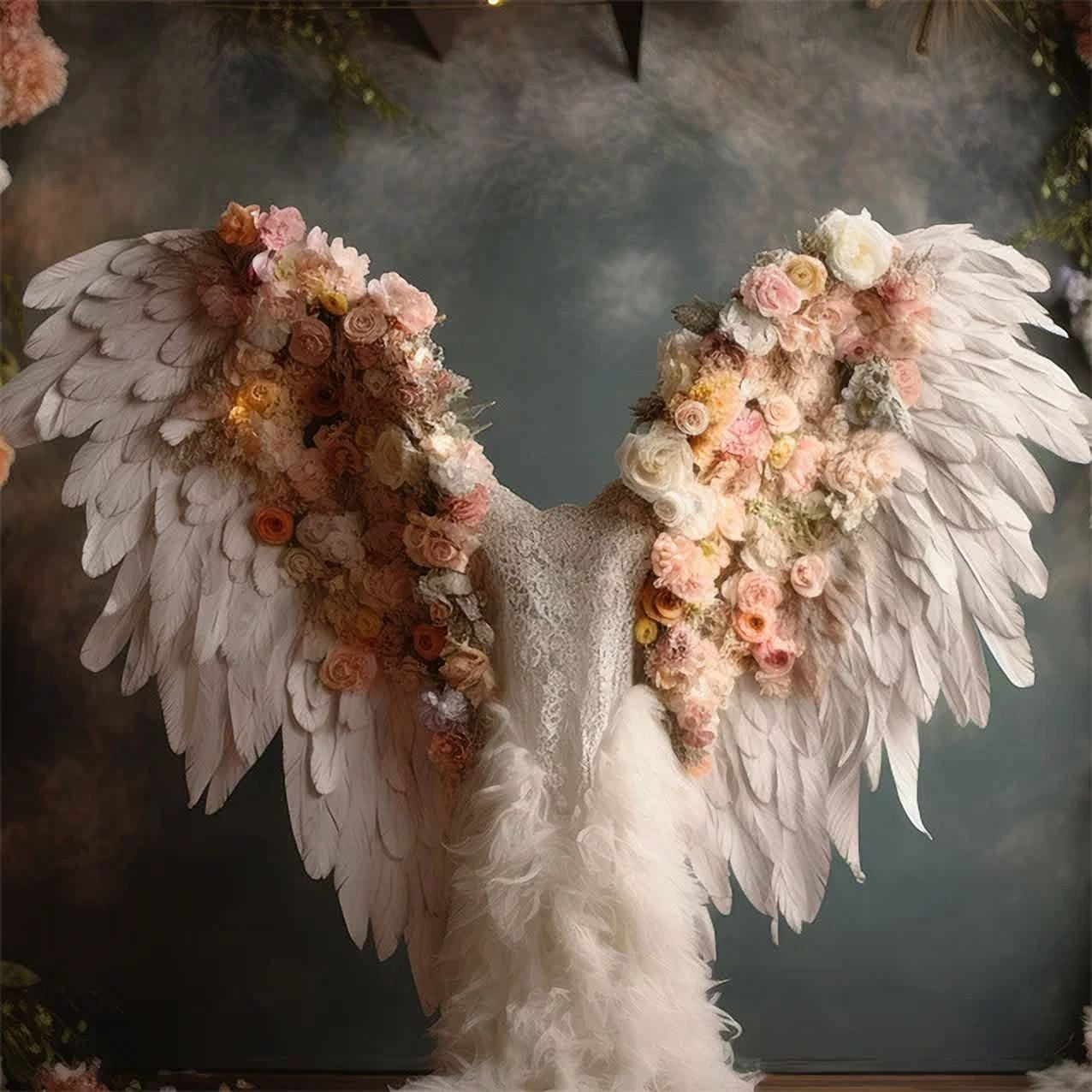 Boho Angel Wings Floral Adult Birthday Wedding Maternity Portrait r ...
