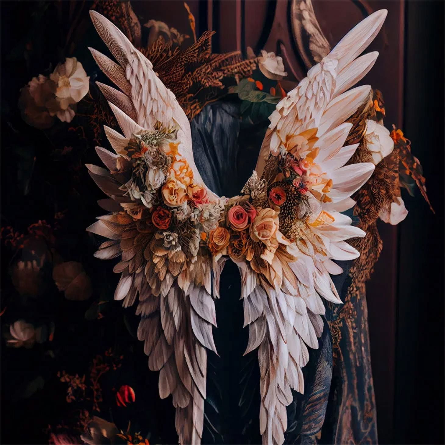 Boho Angel Wings Floral Adult Birthday Wedding Maternity Portrait r ...
