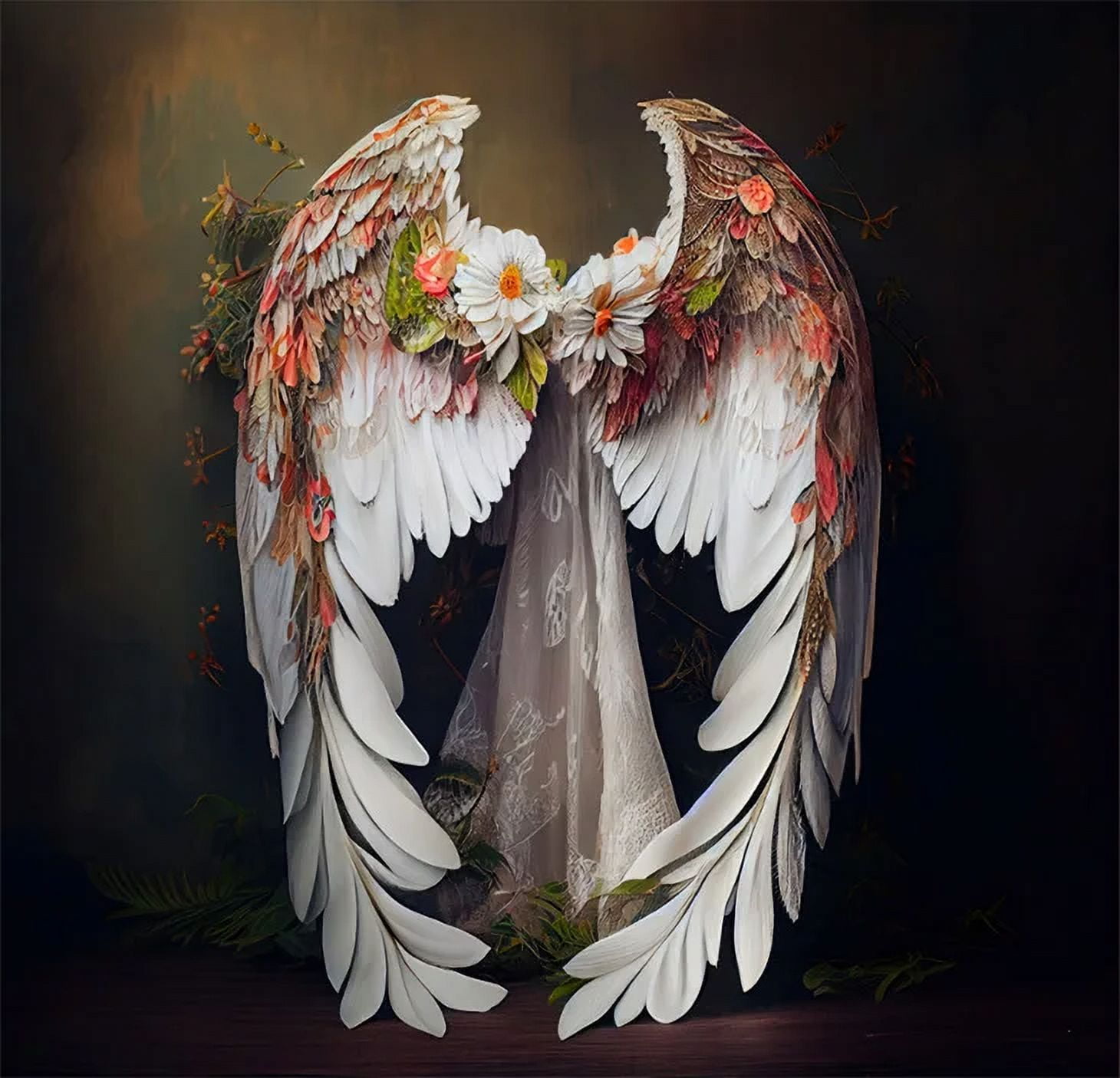 Boho Angel Wings Floral Adult Birthday Wedding Maternity Portrait r ...