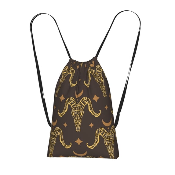Boho Animal Goat Skull Packable Drawstring Backpack, Lightweight ...