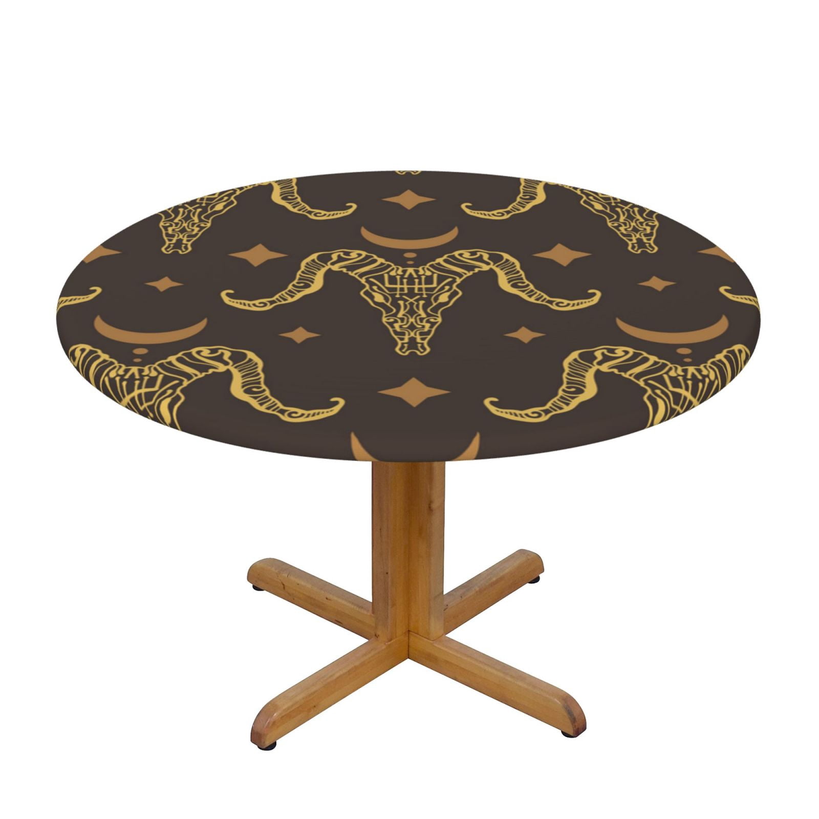 Boho Animal Goat Skull Round Fitted Tablecloth Elastic Edged Table ...