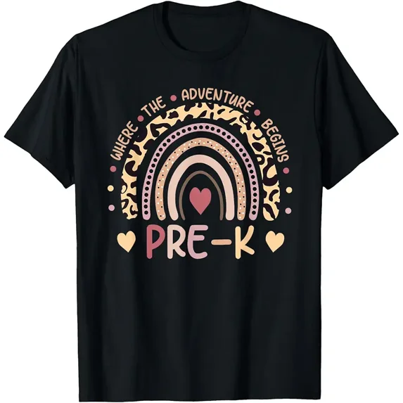 Boho Animal Print Rainbow Pre-K Teacher Women Short Sleeve Tee ...