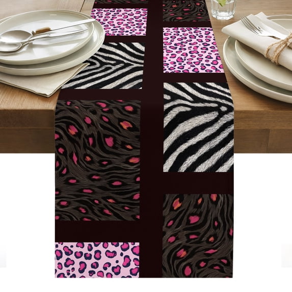 Boho Animal Print Table Runner Pink Black Leopard Zebra Tiger Fur ...