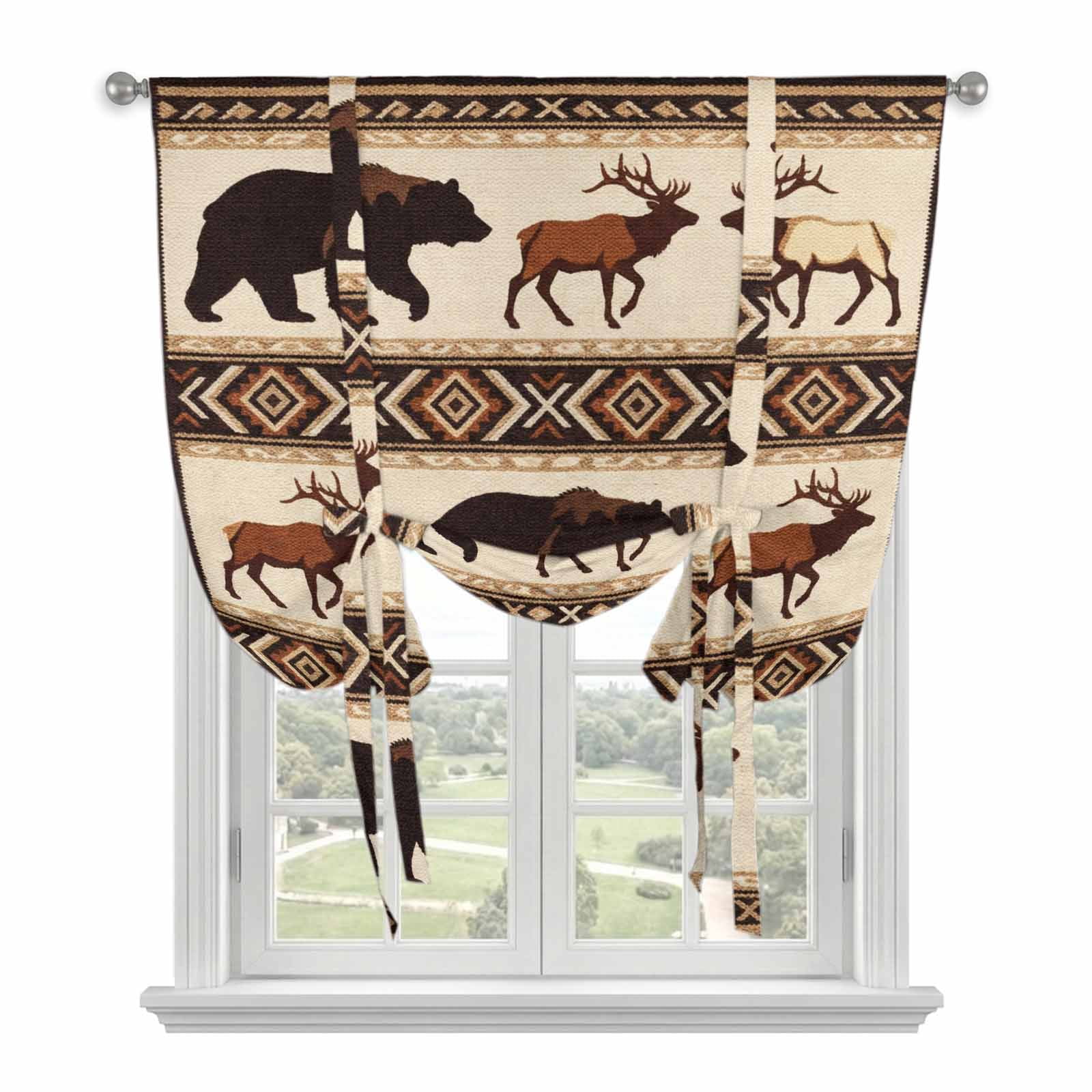 Boho Animals Tie Up Curtains for Window, Thermal Insulated Balloon ...