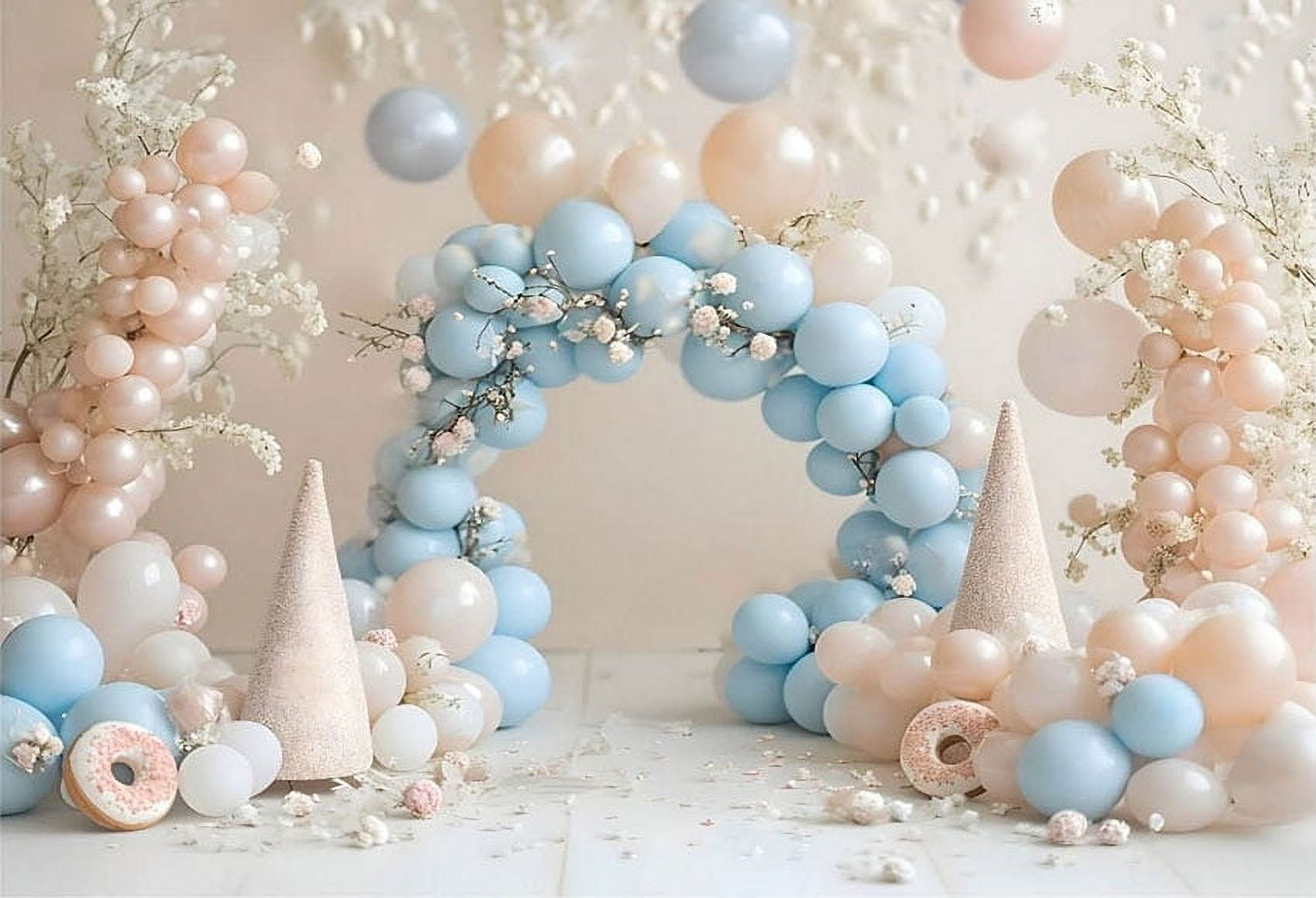 Boho Arch Balloons Floral Donut Kids Birthday Cake Smash Portrait r ...