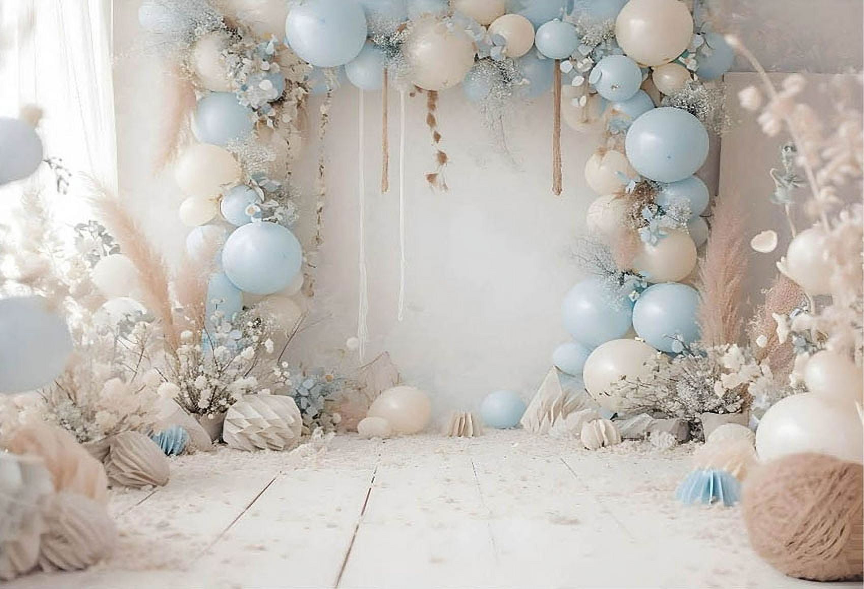 Boho Arch Balloons Floral Donut Kids Birthday Cake Smash Portrait r ...