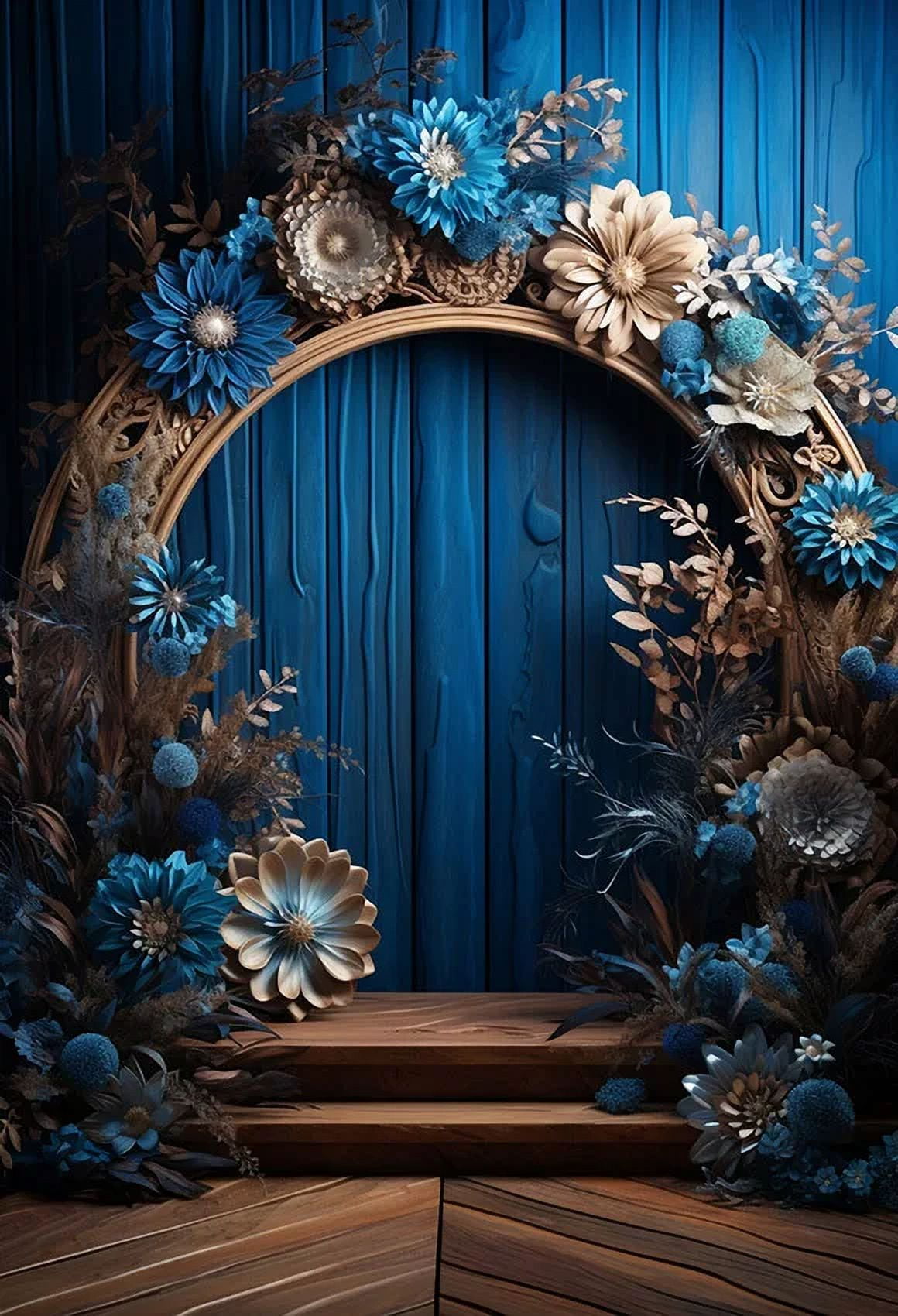 Boho Arch Blue Floral Adult Birthday Wedding Maternity Art Portrait r ...