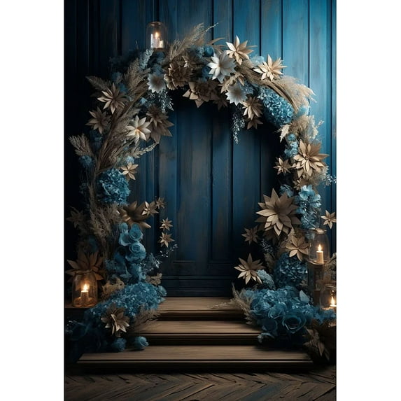 Boho Arch Blue Floral Adult Birthday Wedding Maternity Art Portrait r ...