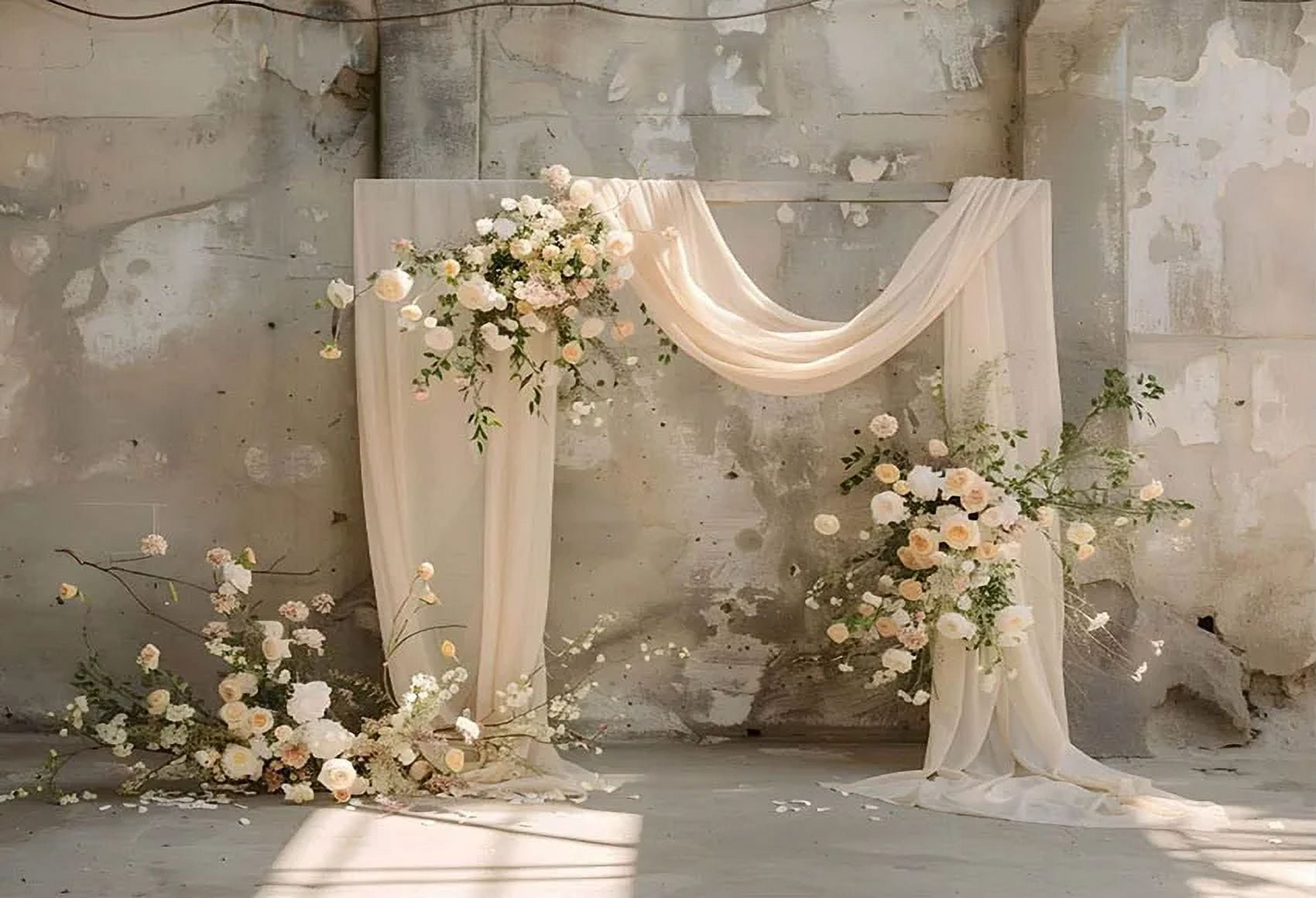 Boho Arch Floral White Room Floral Adult Birthday Wedding Portrait r ...