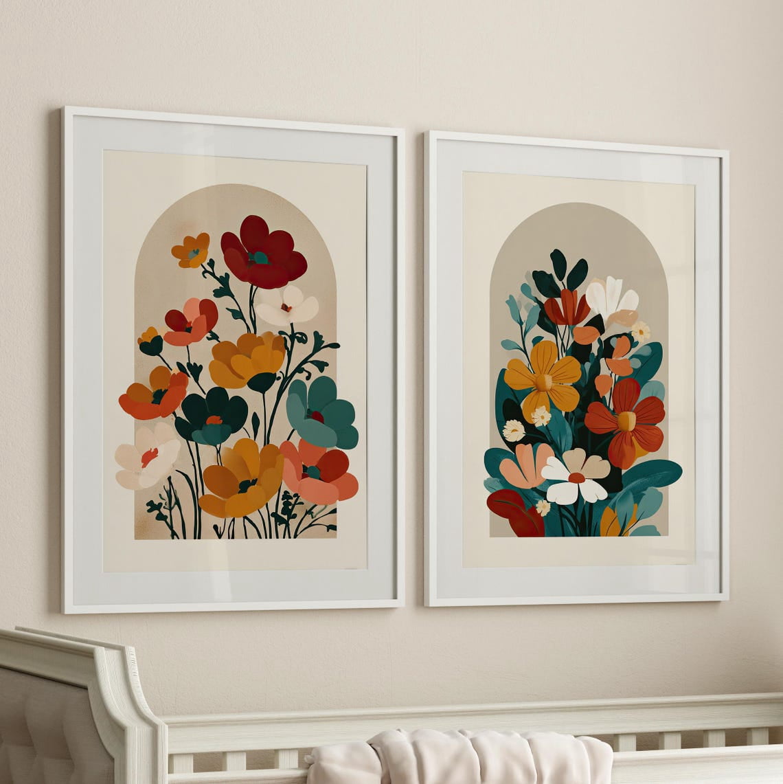 Boho Arch Flowers Wildflowers Botanical Art Terracotta Wall Art ...
