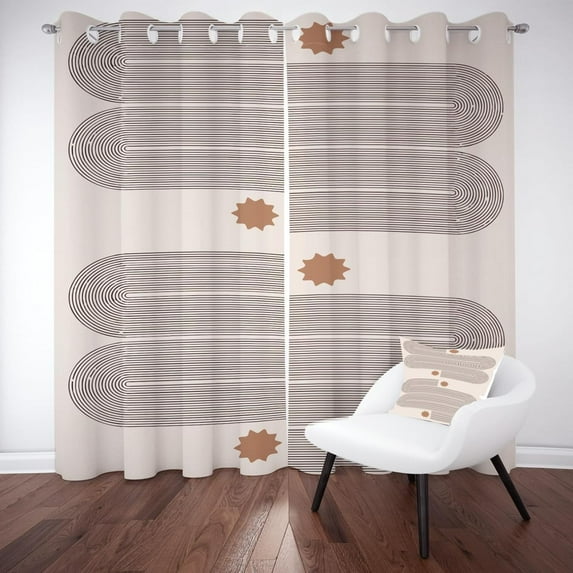 Boho Arch Line Curtains For Living Room, Mid Century Drapes Minimalist ...