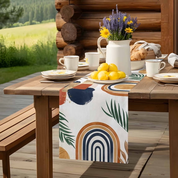 Boho Arch Sun Tropical Leaves Table Runner 72 Inch Long Terracotta ...